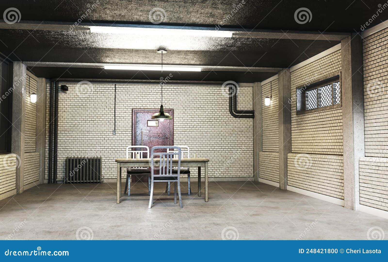 Prison Cell Interior, 3D Illustration, 3D Rendering Stock Illustration ...