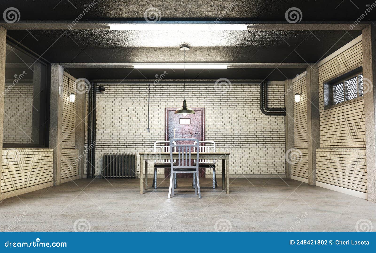 Prison Cell Interior, 3D Illustration, 3D Rendering Stock Illustration ...