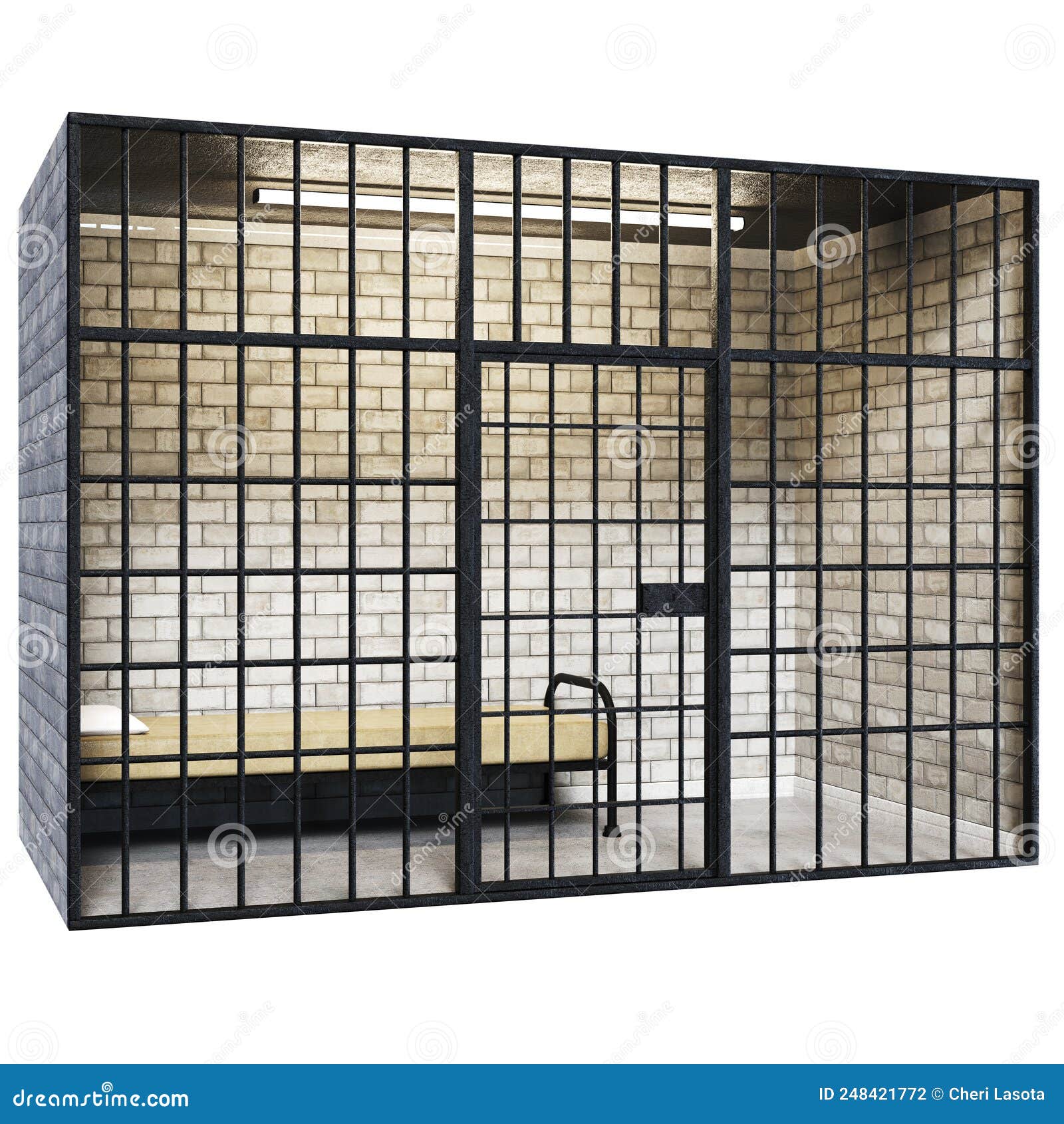 Prison Cell Interior, 3D Illustration, 3D Rendering Stock Illustration ...