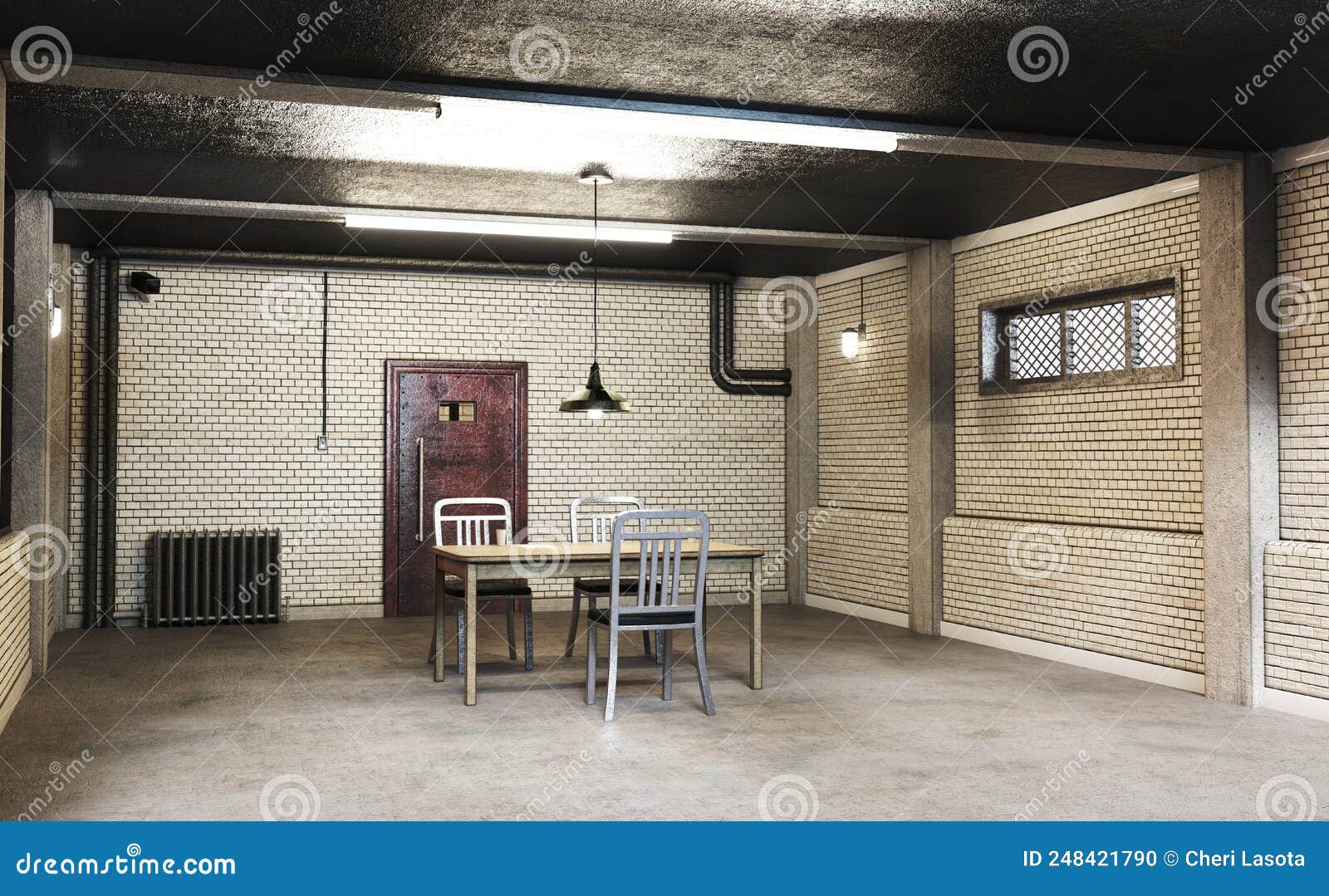 Prison Cell Interior, 3D Illustration, 3D Rendering Stock Illustration ...