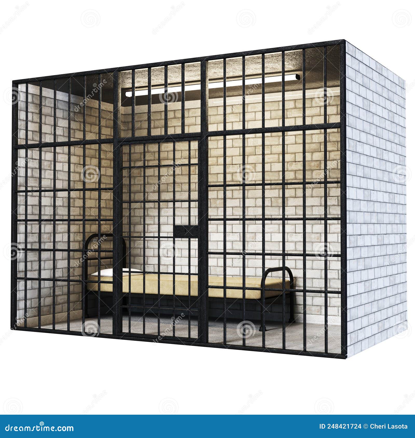 Prison Cell Interior Room with Bed, 3D Illustration, 3D Rendering Stock ...