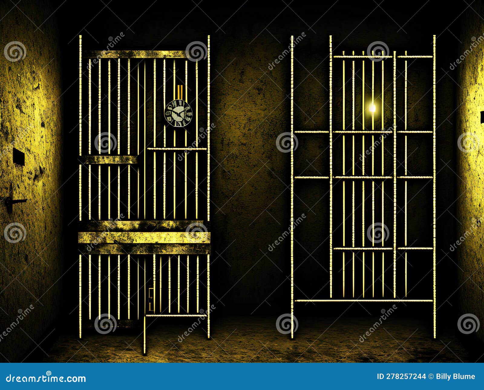 Prison Cell Scene AI Generative Art Dark and Cold Stock Illustration ...