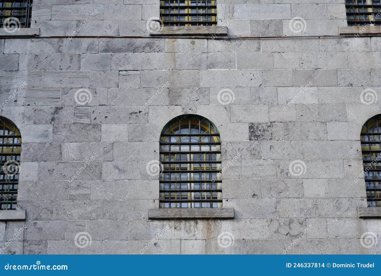 Prison cell windows stock photo. Image of québec, facade - 246337814
