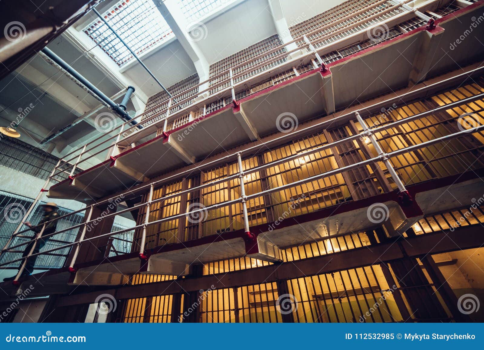 Prison Cells in Big Jail and Security Guard. Editorial Image - Image of ...