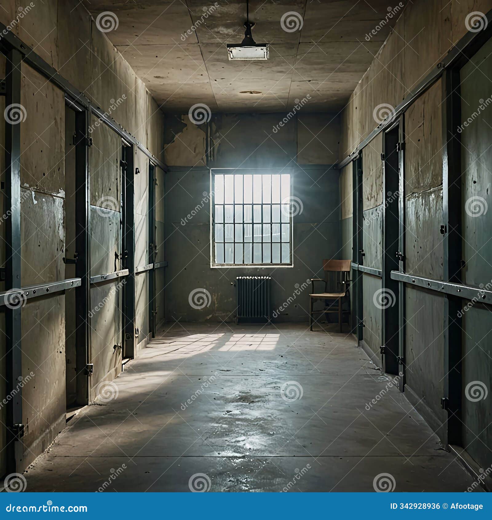 PRISON CELLS CORRIDOR INTERIOR with SIX METAL DOORS Stock Illustration ...