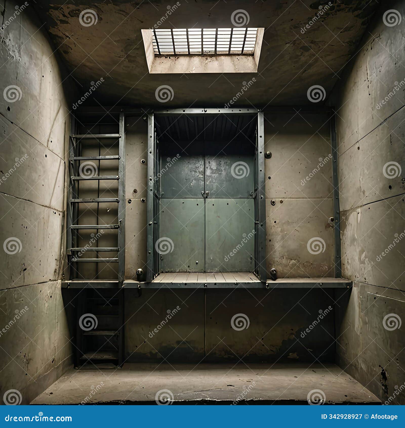 PRISON CELLS INTERIOR with METAL DOORS and SKY LIGHT Stock Illustration ...