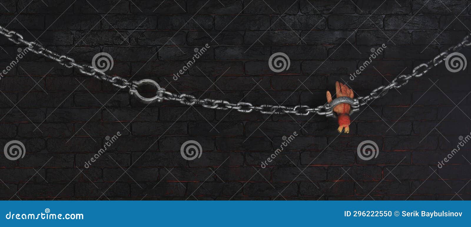 Prison Chains on Black Brick Wall Stock Photo - Image of chains ...
