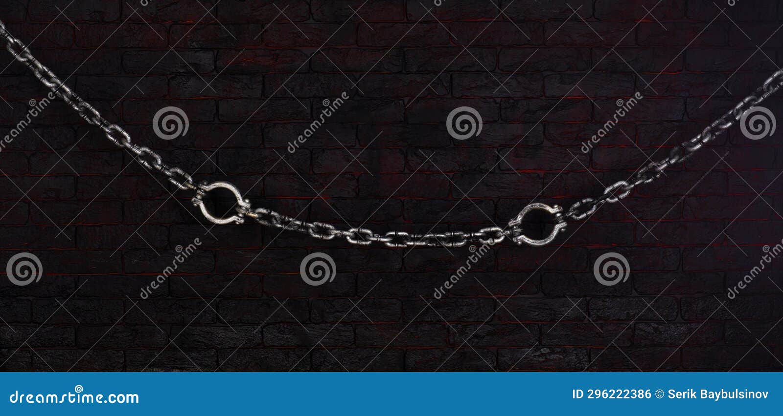 Prison Chains on Black Brick Wall Stock Photo - Image of bondage ...
