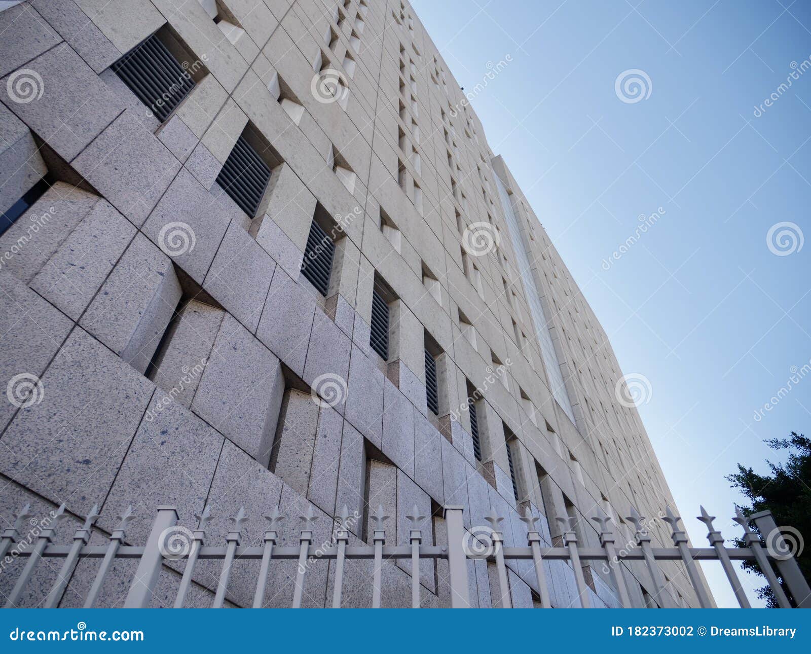 Prison Correctional Facility with Fence Low Angle Stock Photo - Image ...