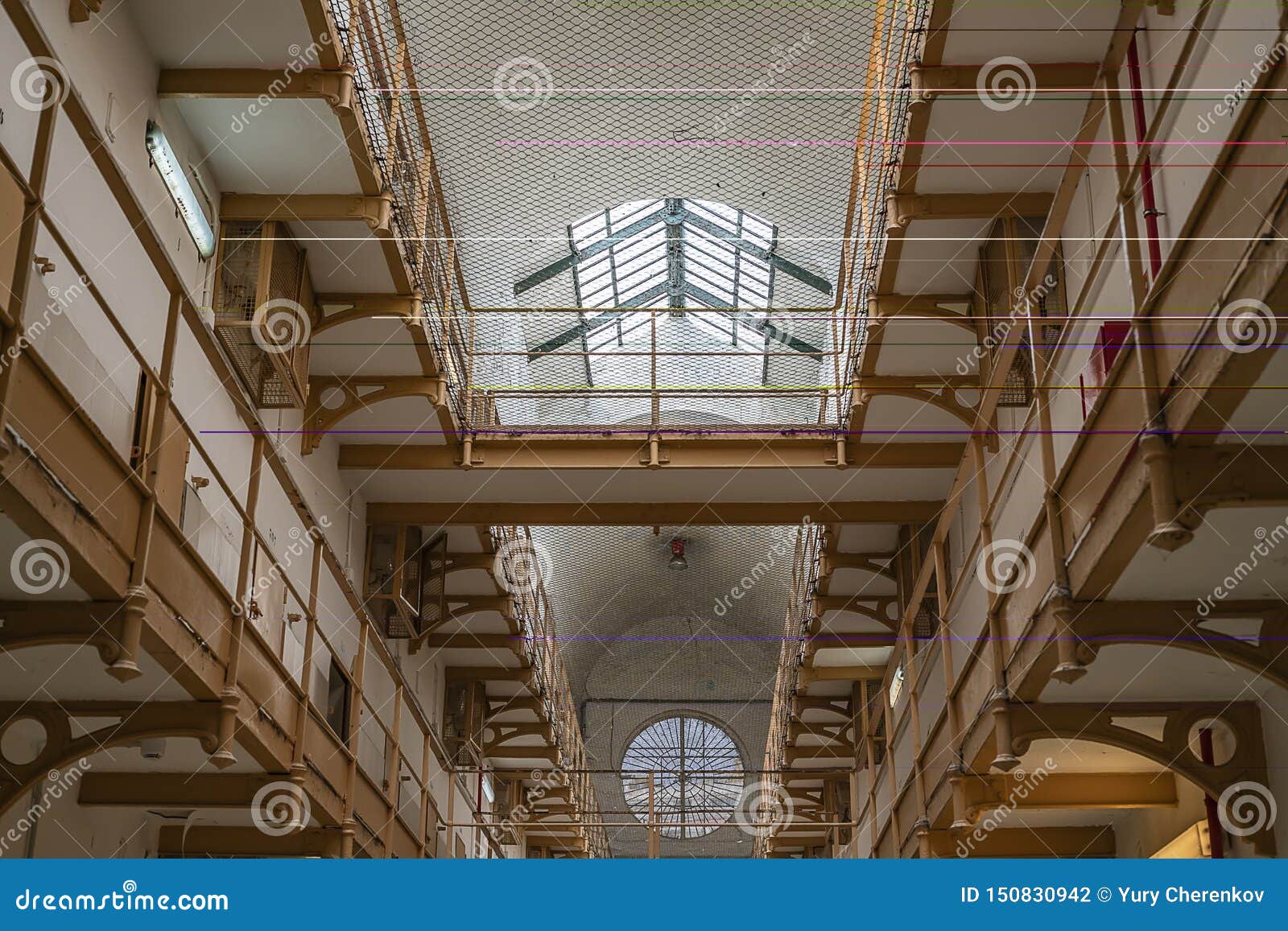 Prison Corridor, Bottom View Stock Photo - Image of iron, wall: 150830942