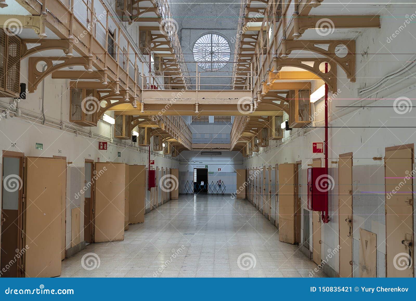 Prison Corridor with Prison Cells Stock Image - Image of block, cell ...