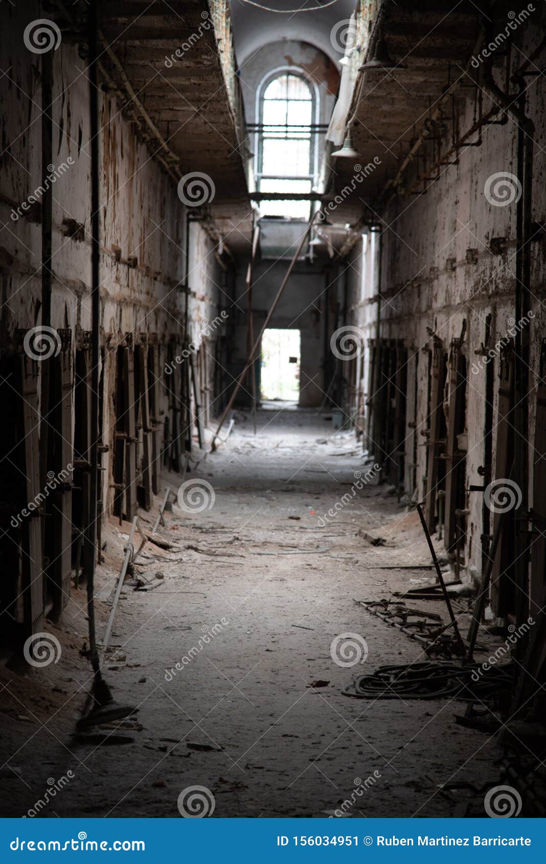 Prison Corridor in Disrepair Stock Image - Image of construction ...