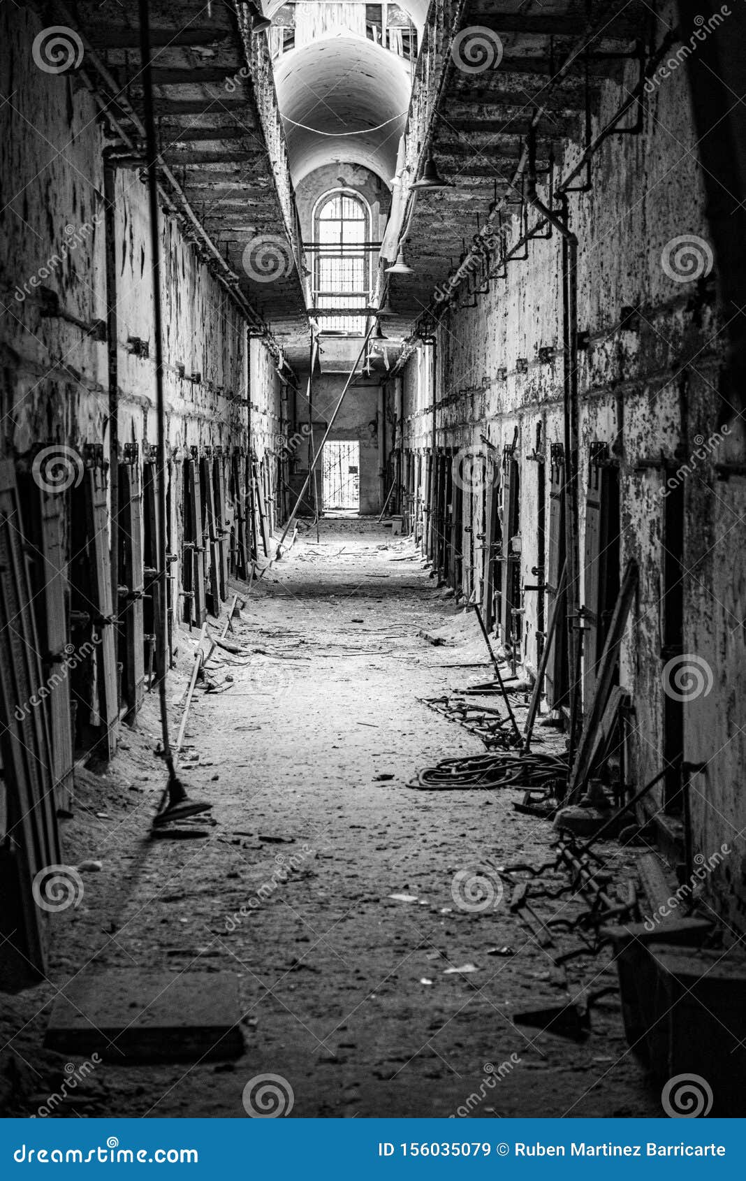 Prison Corridor in Disrepair Stock Image - Image of incarceration ...