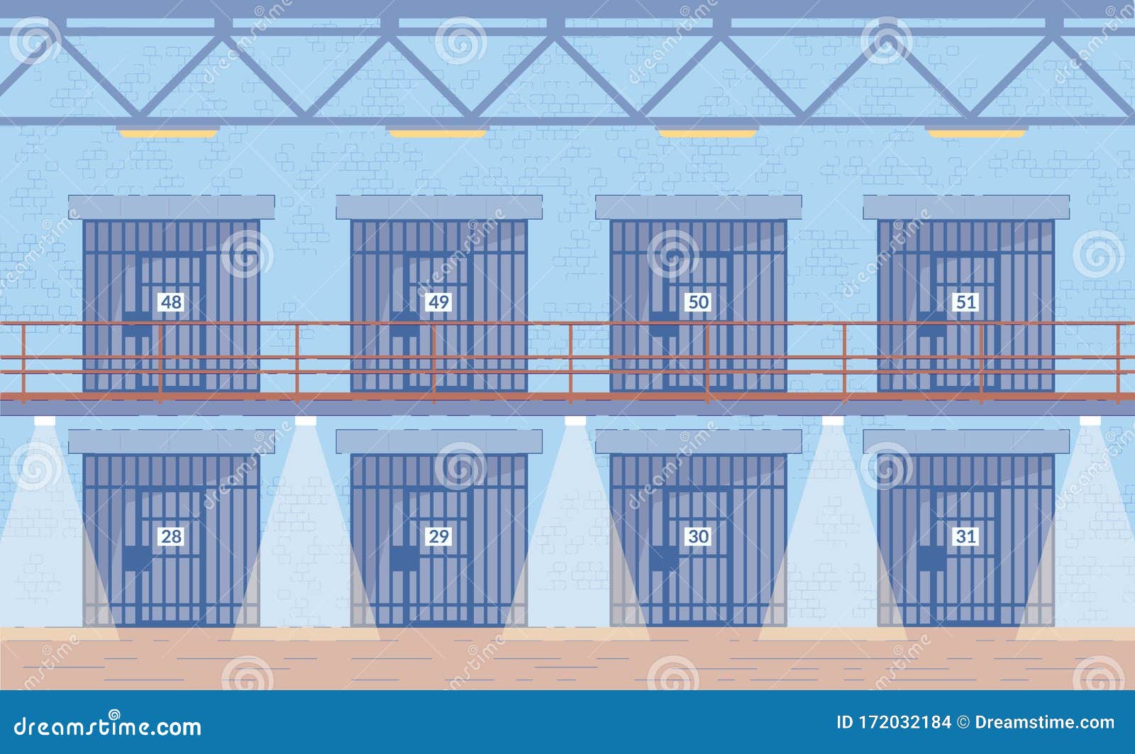 Prison Corridors Cells Doors Vector Background. Stock Vector ...
