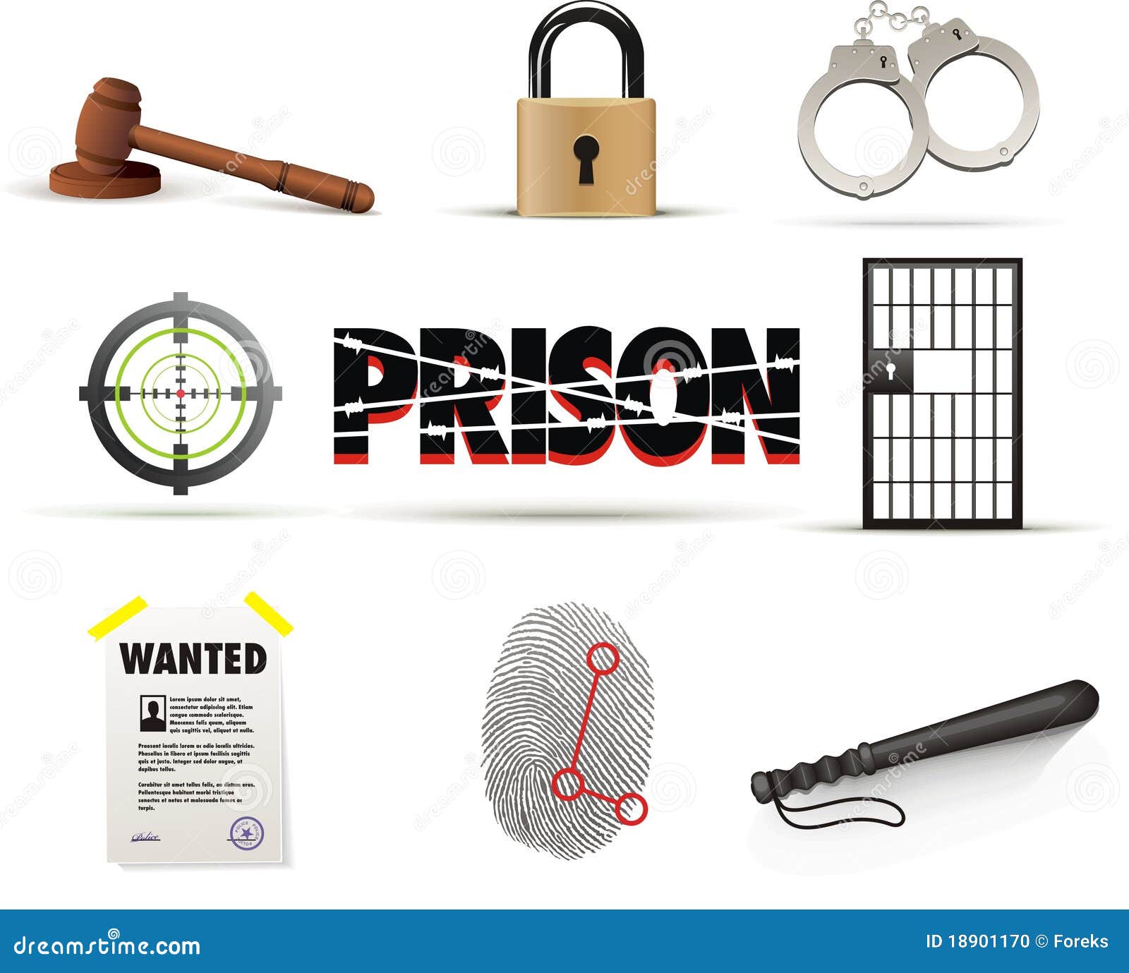 Crime Icon Set. Murder Symbol Collection. Criminal Illustrations ...