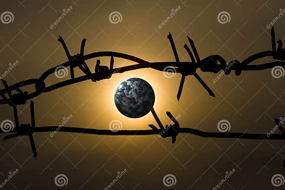 Prison and Earth stock photo. Image of issues, barbed - 14223136