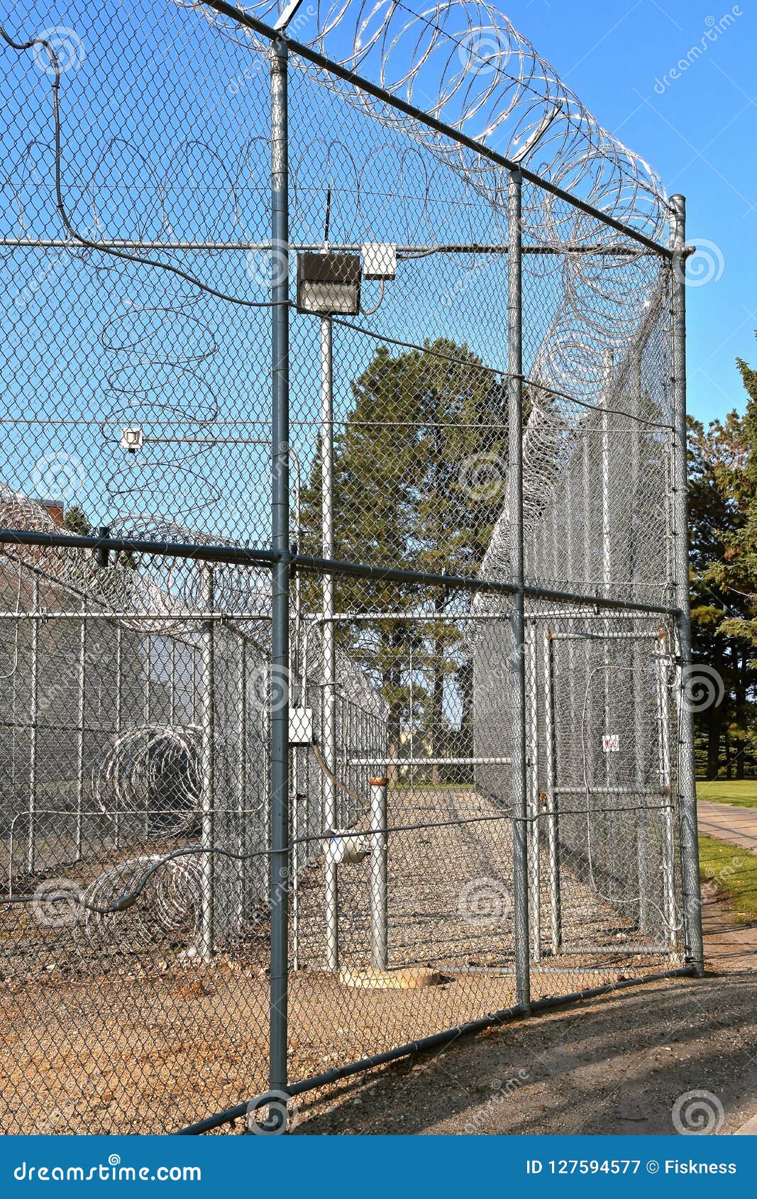 Prison Fence and Security Camera Stock Image - Image of arrested ...