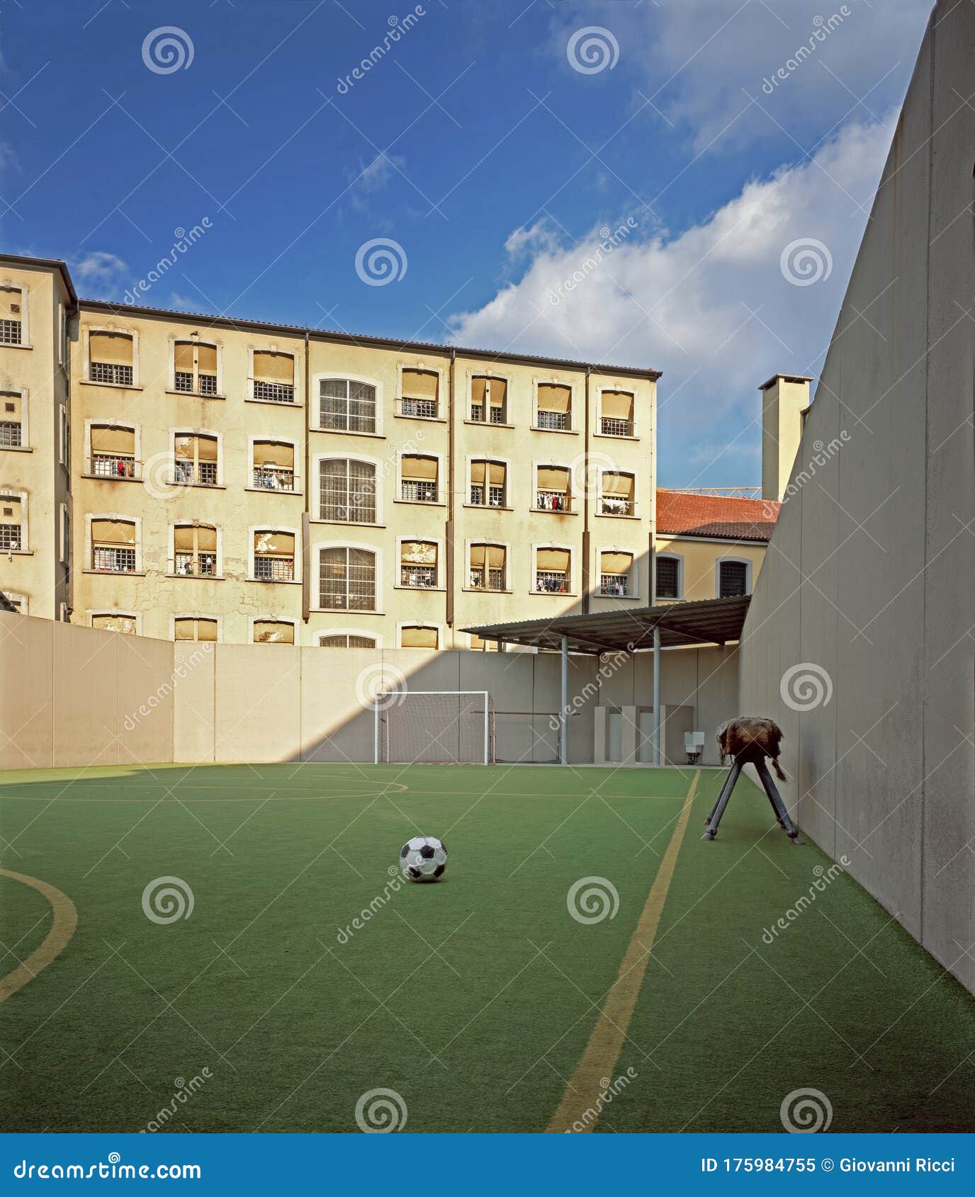Prison football field stock image. Image of jail, regret - 175984755