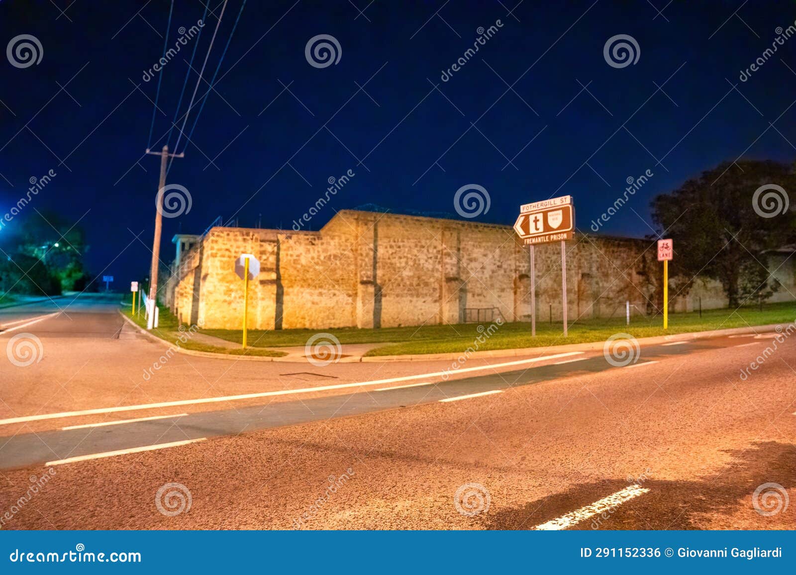 Prison of Fremantle at Night, Western Australia Stock Photo - Image of ...