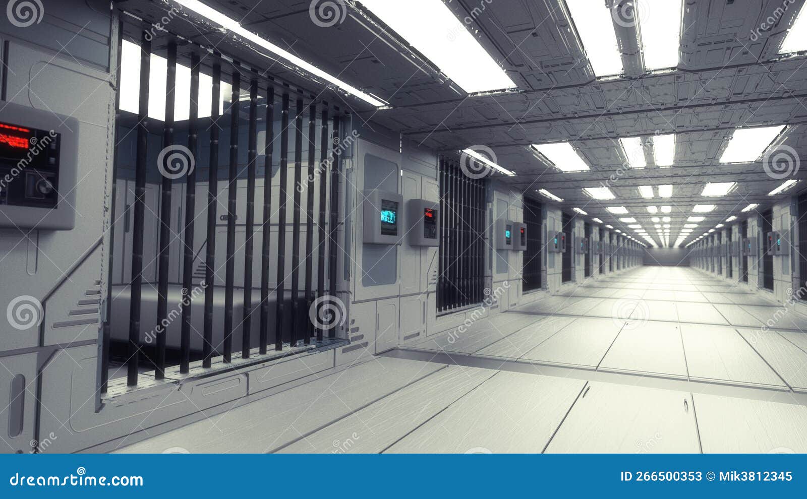 Prison futuriste et scifi illustration stock. Illustration du construction - 266500353