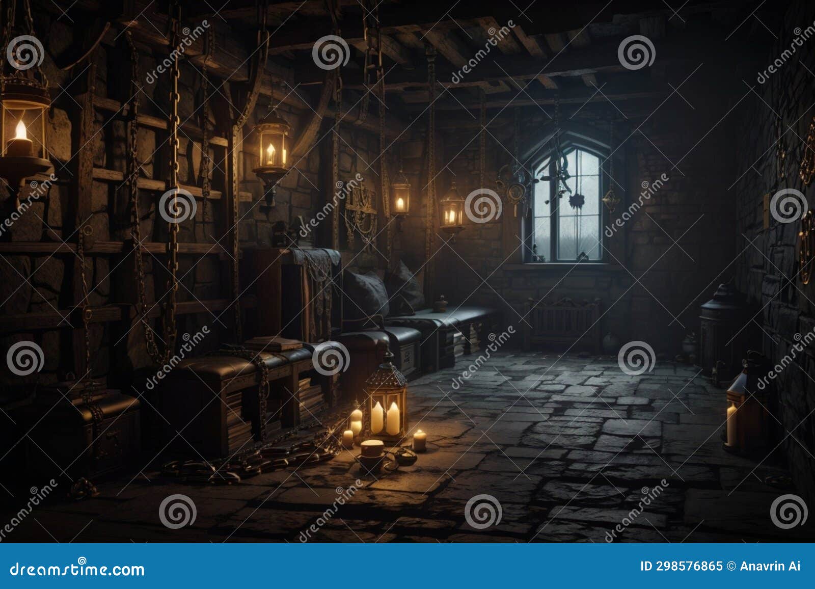 Indoors. Medieval Gothic Room Background Stock Illustration ...