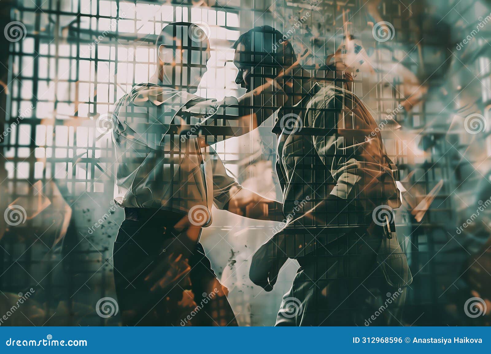 Prison Guard and Inmate Having an Intense Interaction in Jail Stock ...