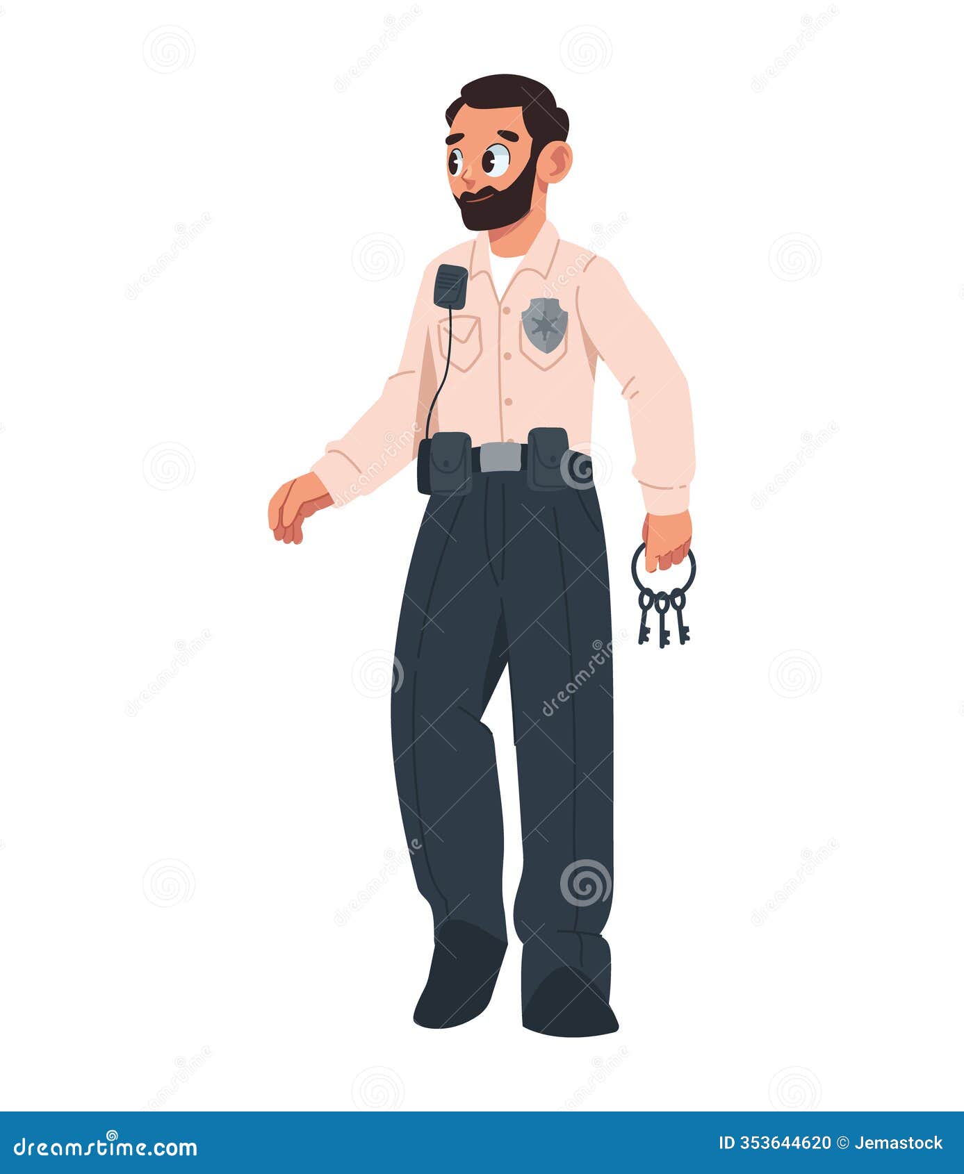 Prison guard with keys stock illustration. Illustration of safety ...