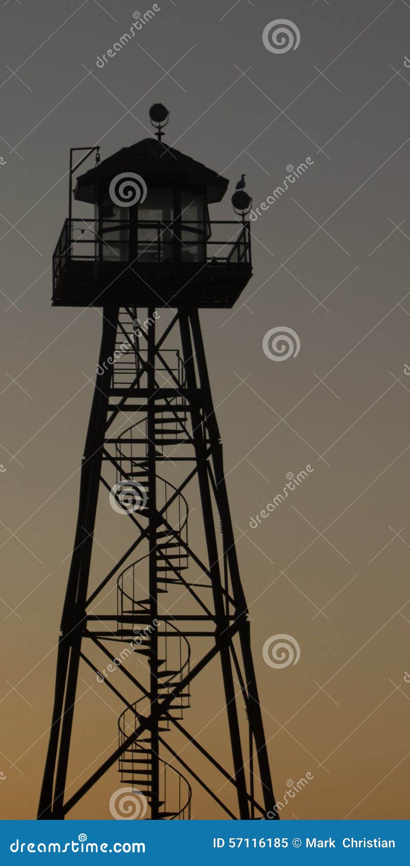 Prison Guard Watch Tower at Dusk Stock Image - Image of island ...