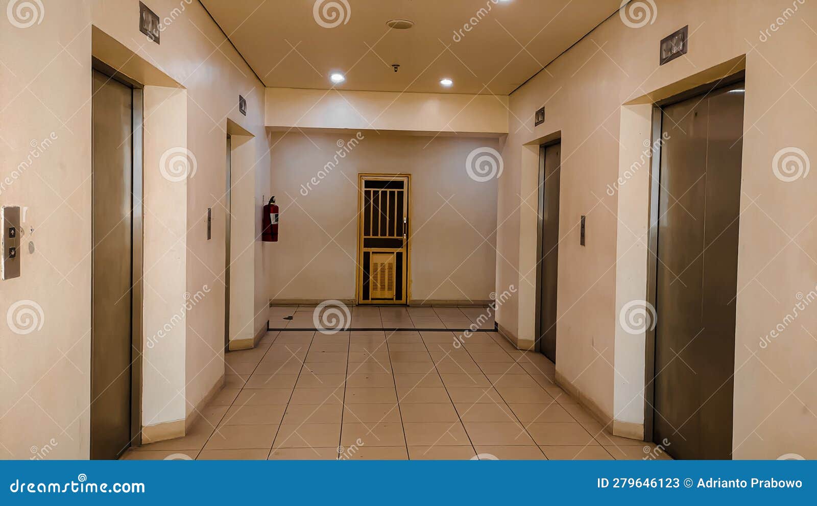 Prison Hallway with Aesthetic Elevator Stock Image - Image of design ...