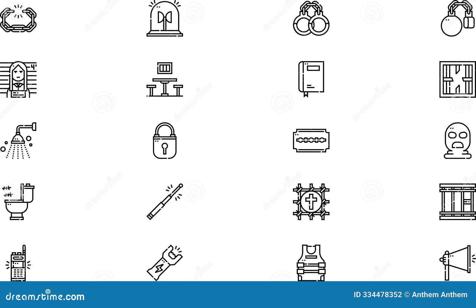 Prison Icons Collection is a Vector Illustration with Editable Stroke ...