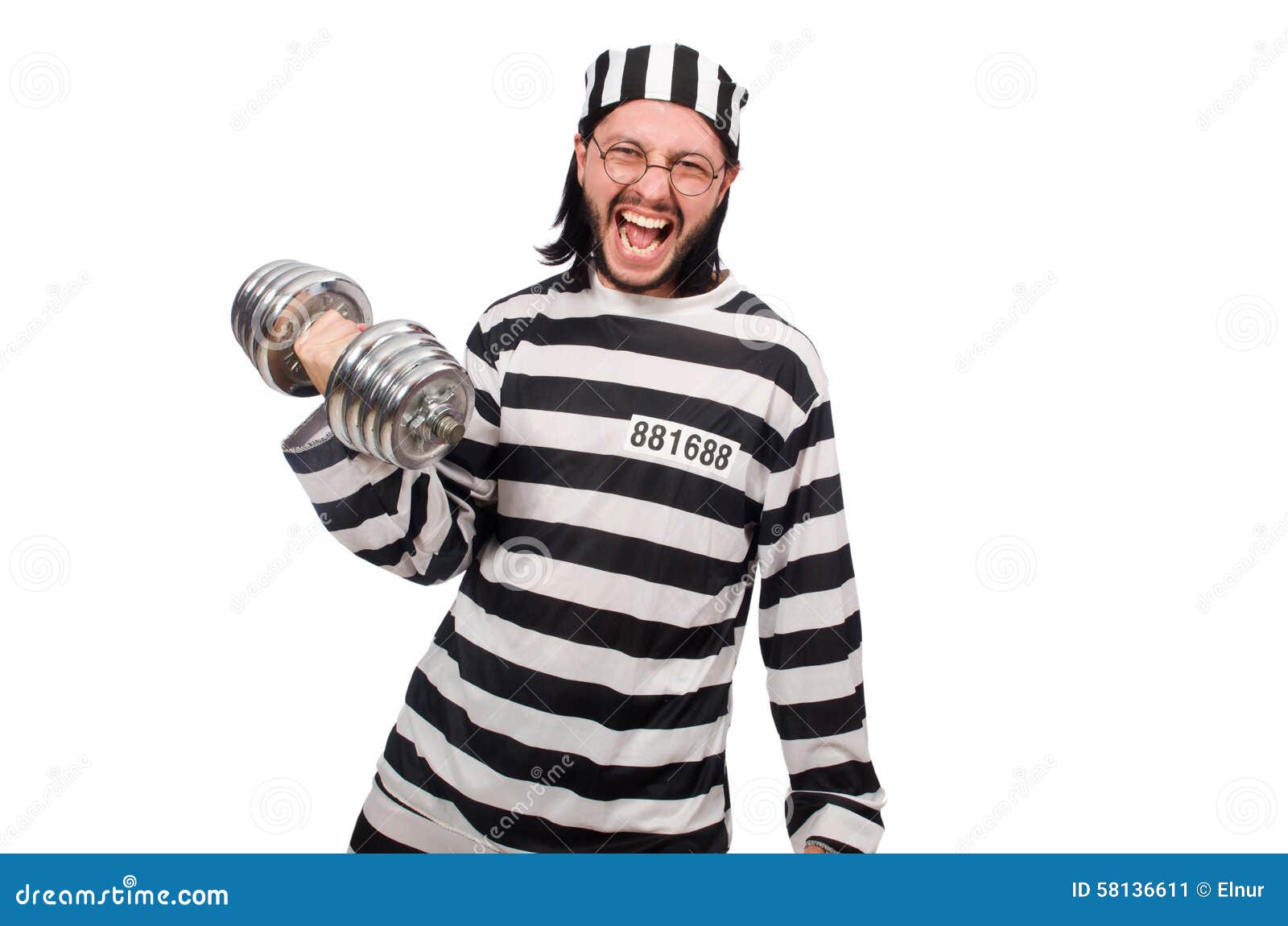 Prison Inmate with Dumbbells Stock Image - Image of illegal, biceps ...
