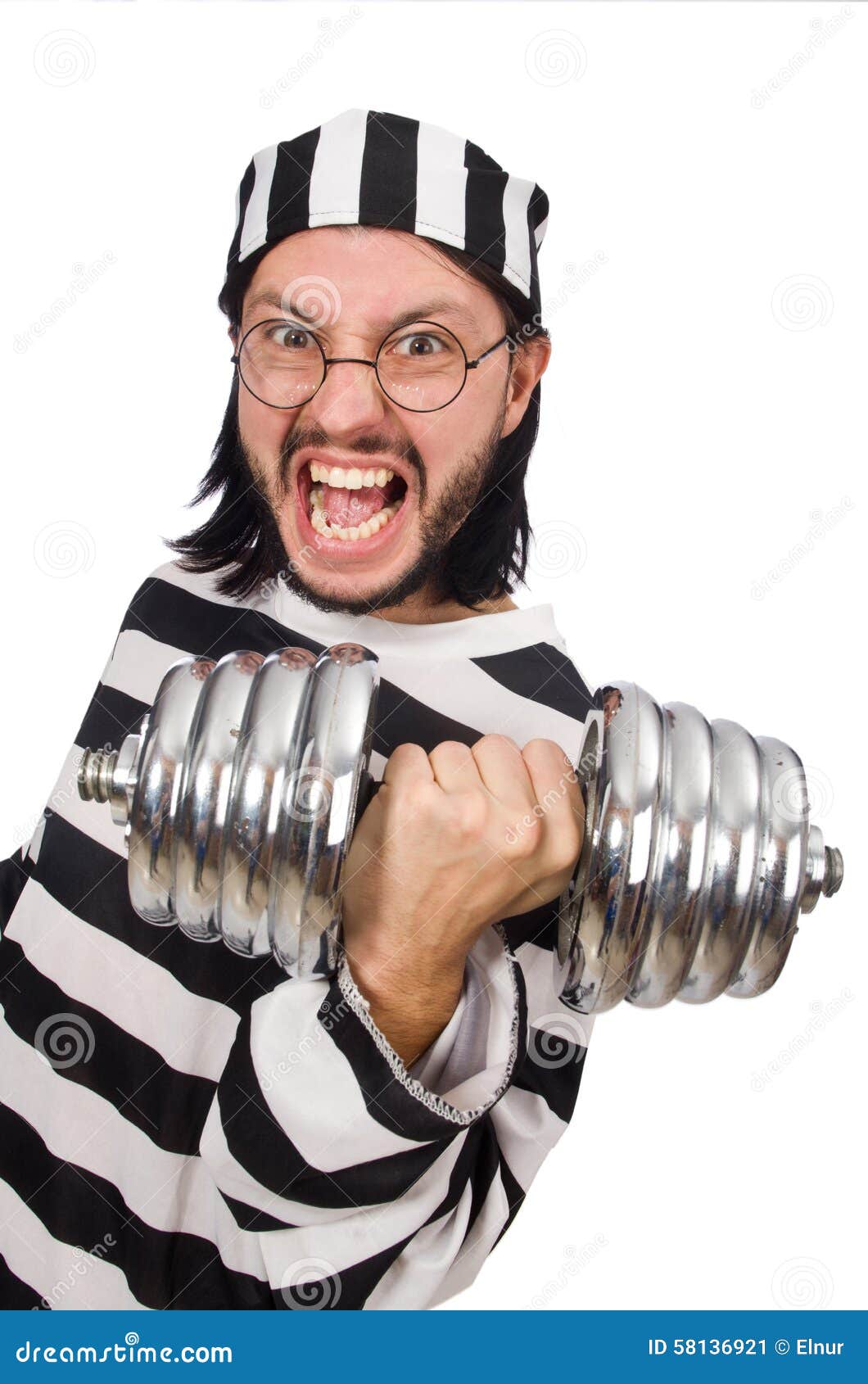 Prison Inmate with Dumbbells Stock Image - Image of bodybuilder ...