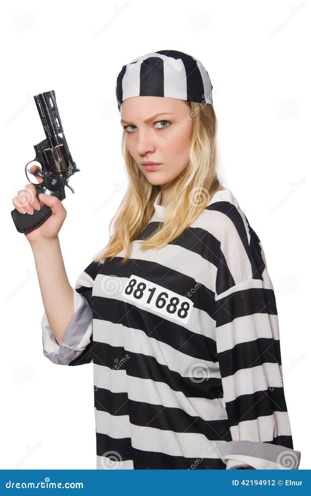 Prison Inmate with Gun Isolated Stock Photo - Image of offender, hand ...