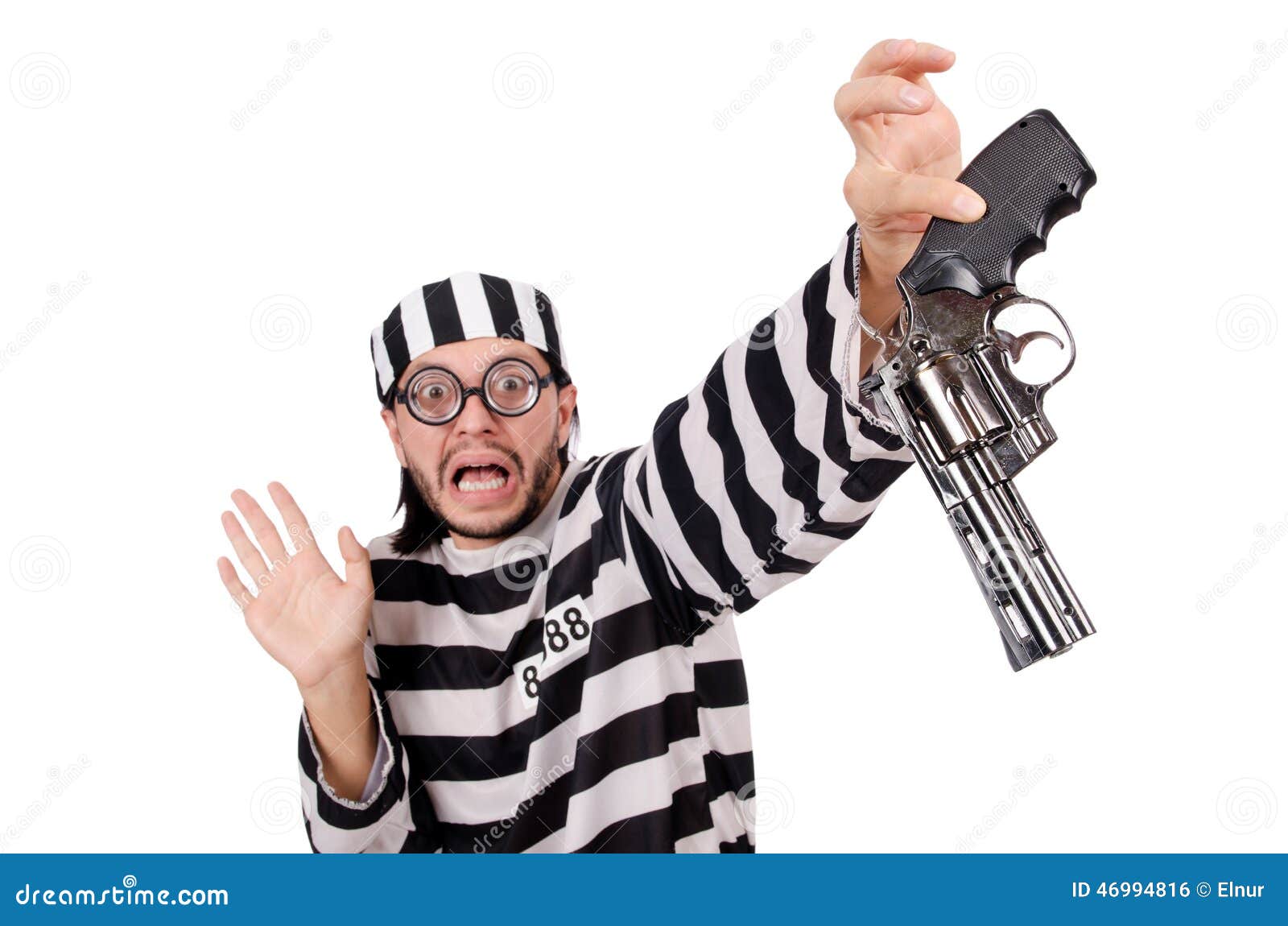 Prison Inmate with Gun Isolated Stock Photo - Image of handcuffs ...