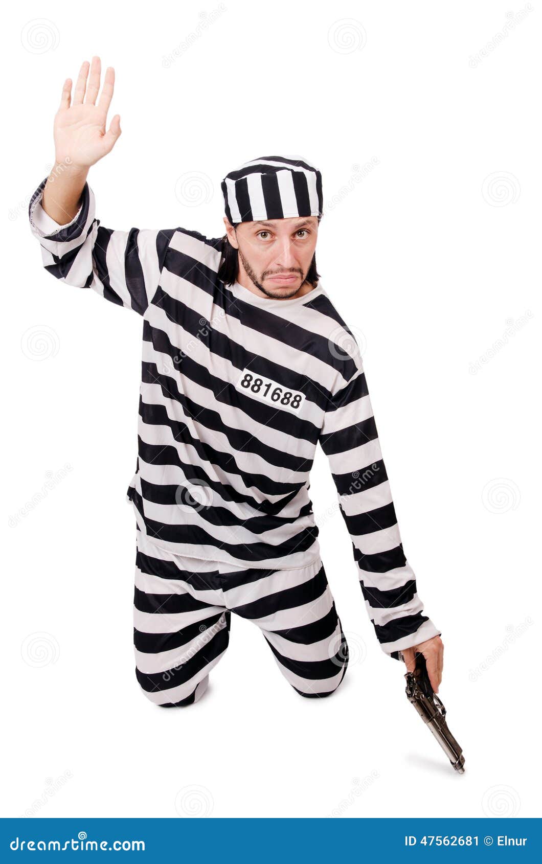 Prison Inmate with Gun Isolated Stock Image - Image of cuffs ...