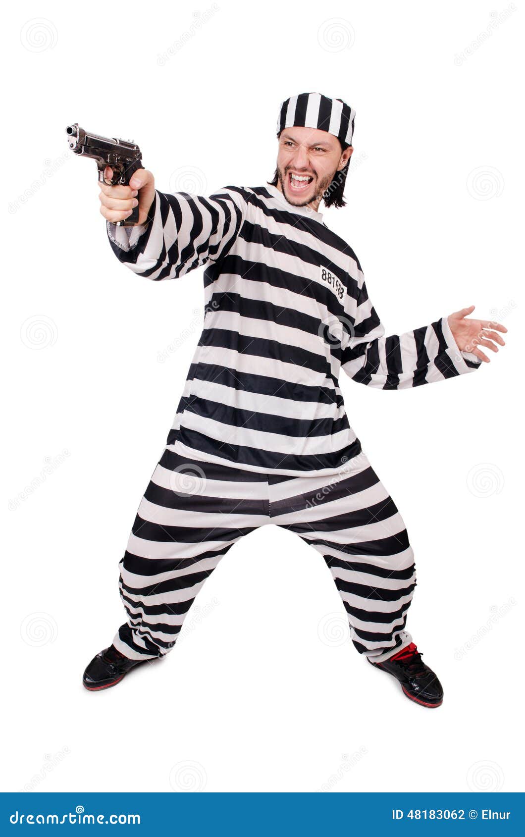 Prison Inmate with Gun Isolated Stock Photo - Image of inmate, jailbird ...