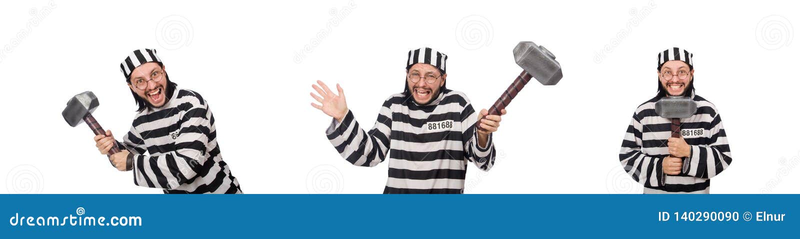The Prison Inmate with Hammer Isolated on White Stock Photo - Image of ...