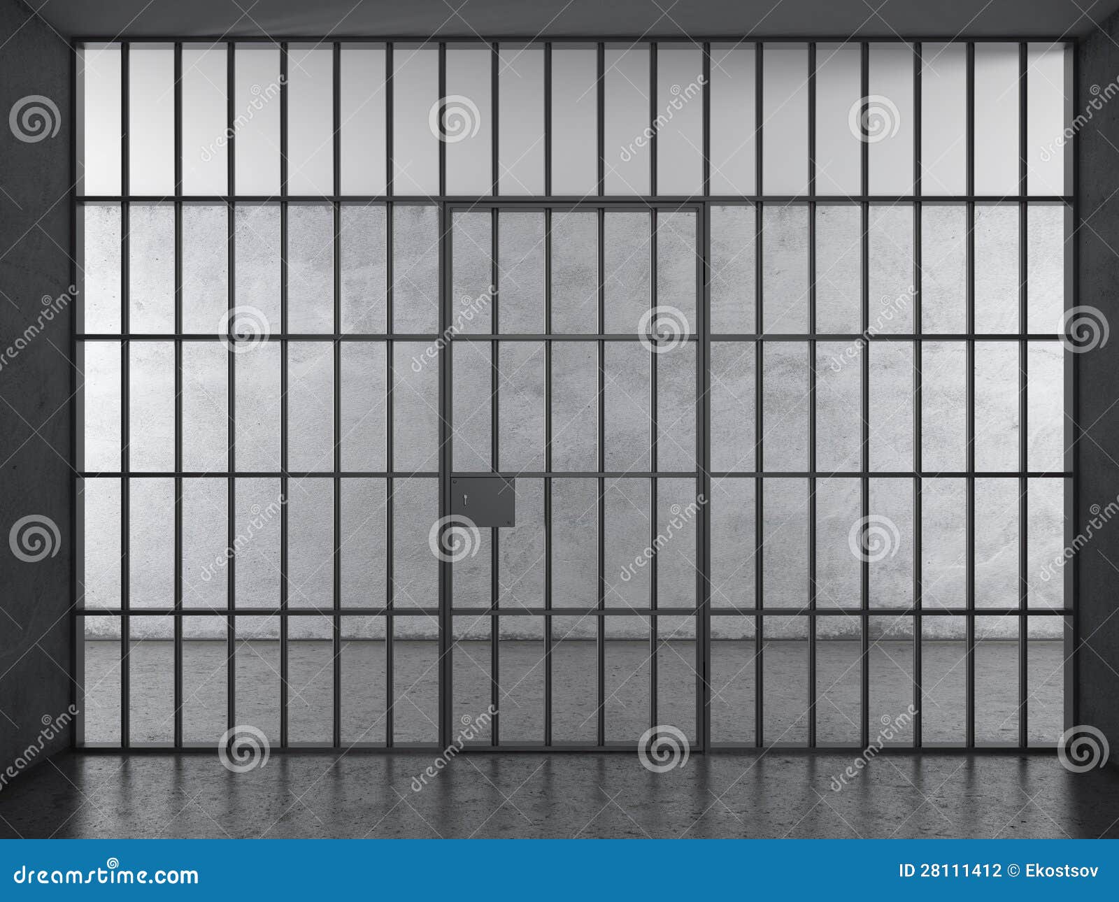 Prison Interior. Jail Cells And Shadows, Dark Background. 3d ...