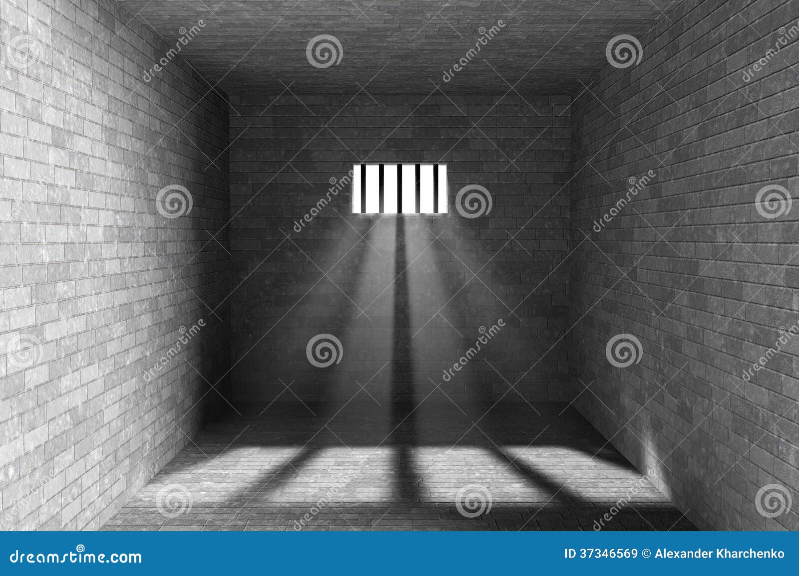 Prison Interior with Light Shining through a Barred Window Stock Image ...