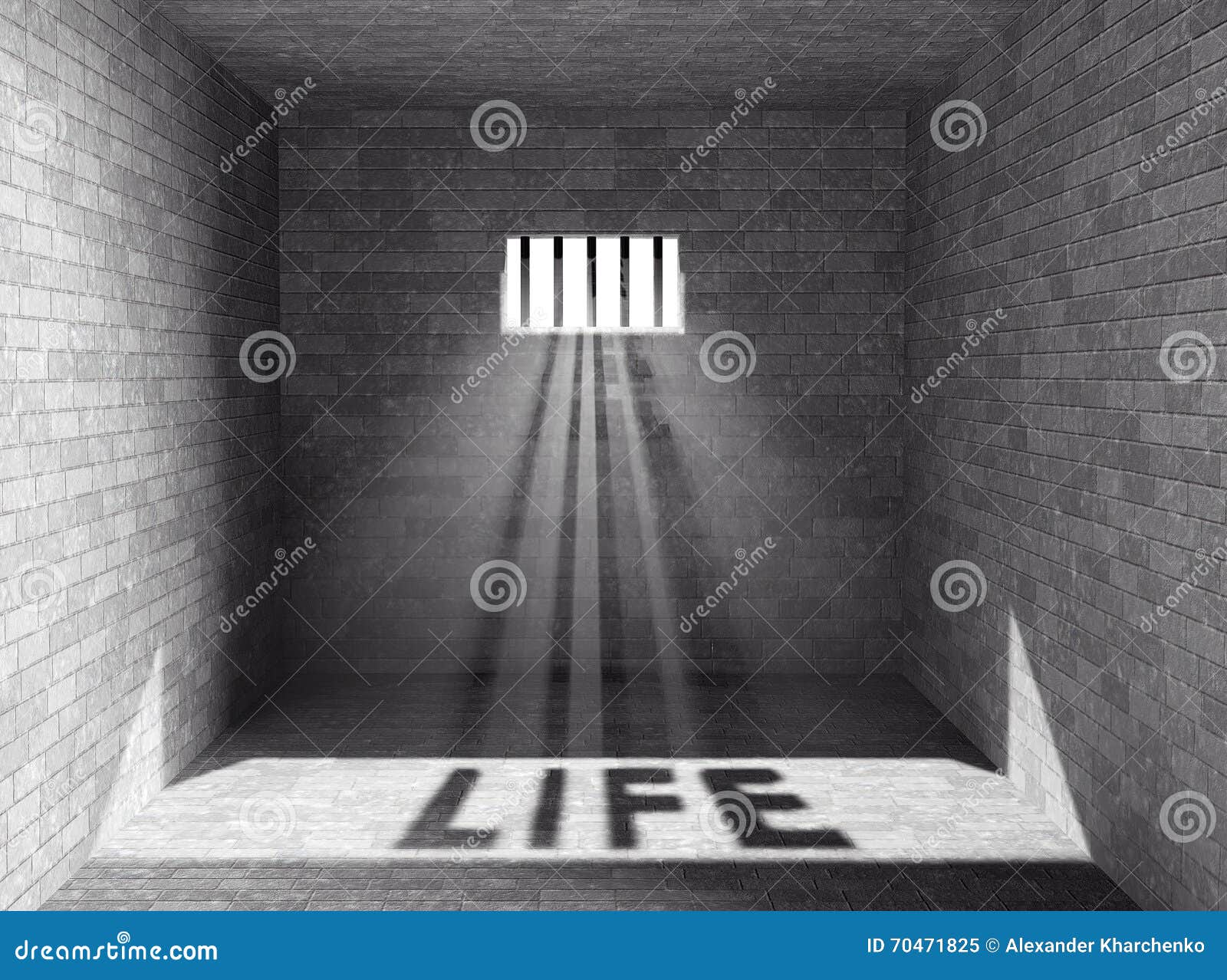 Prison with Light and Life Shadow. 3d Rendering Stock Illustration ...