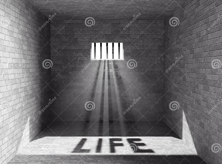 Prison with Light and Life Shadow. 3d Rendering Stock Illustration ...