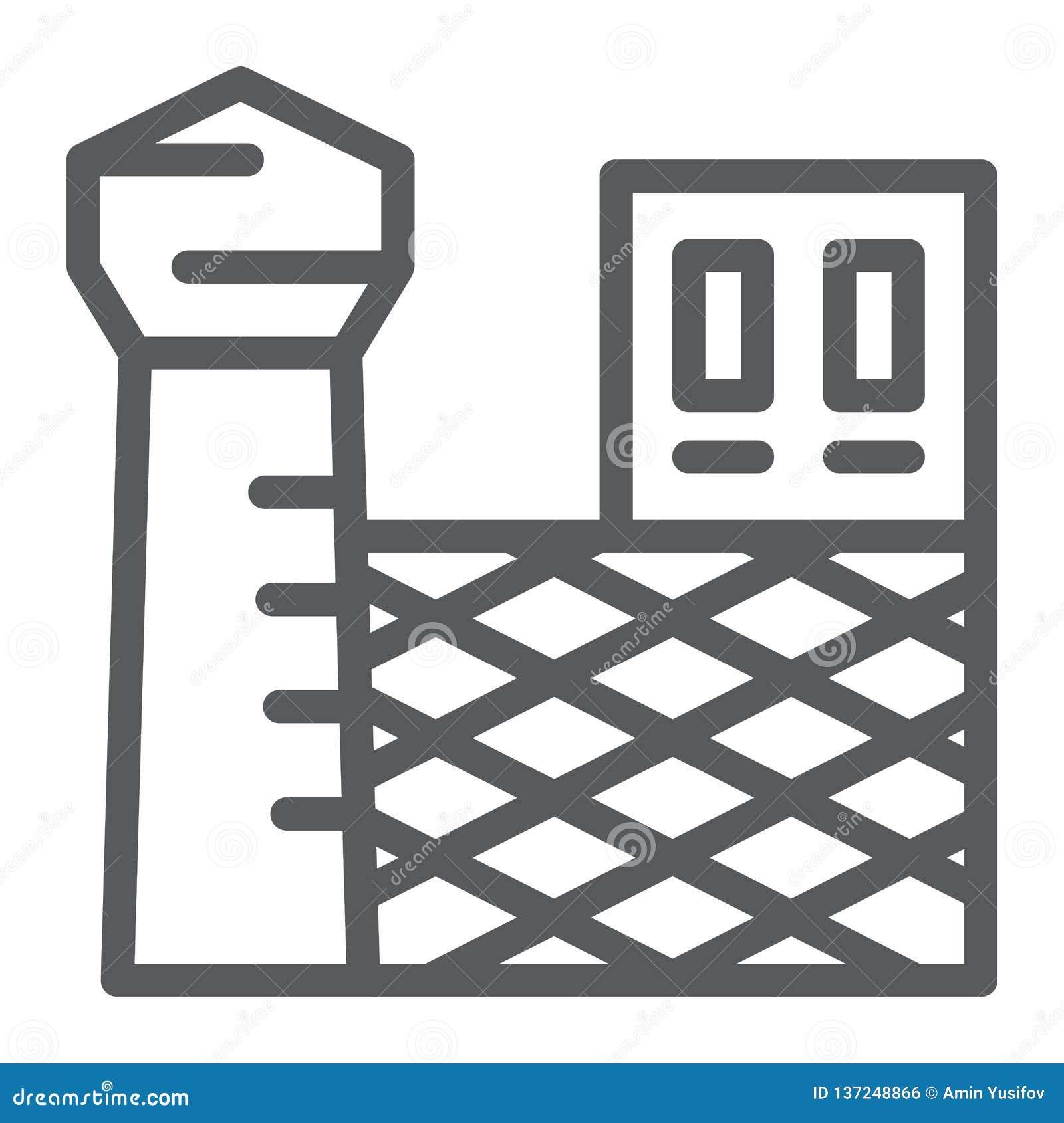 Prison Line Icon, Building and Security, Jail Sign, Vector Graphics, a ...