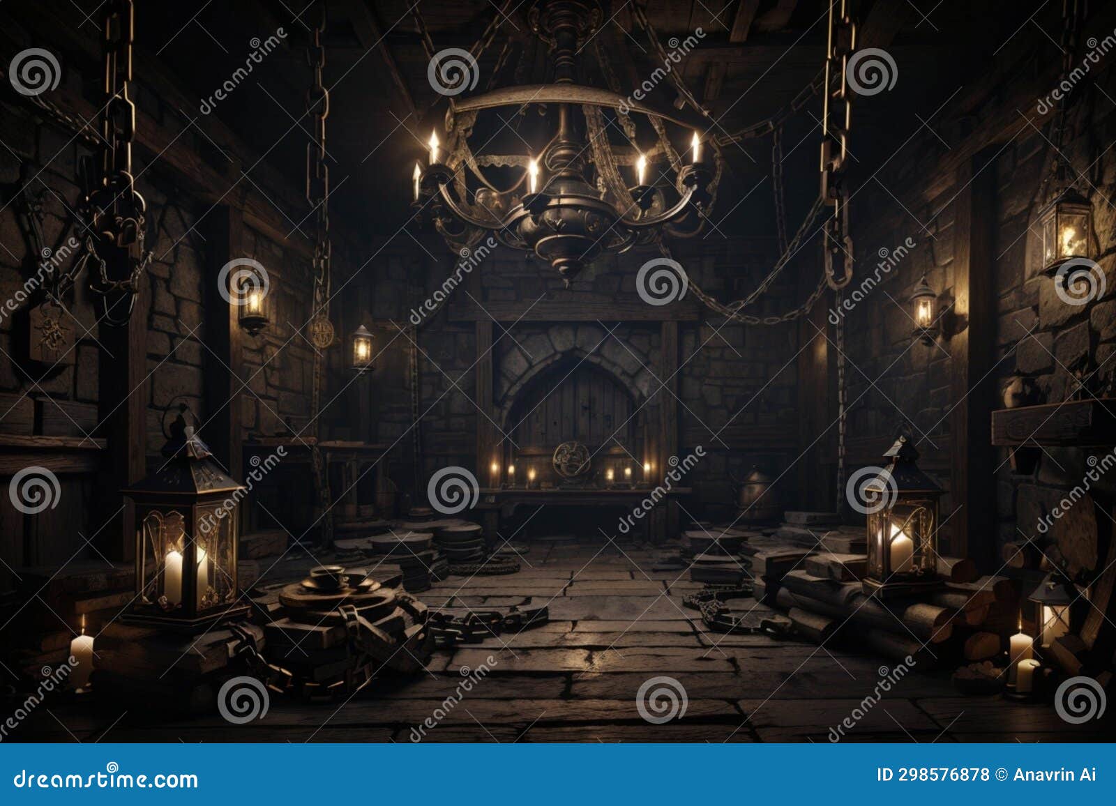 Indoors. Medieval Gothic Room Background Stock Illustration ...