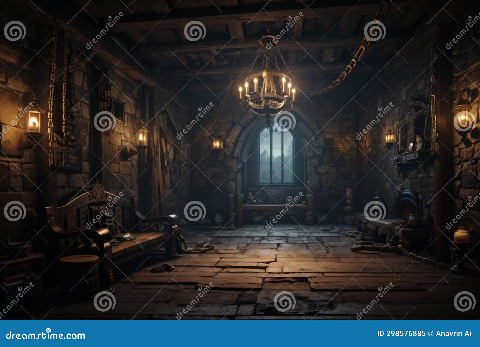 Indoors. Medieval Gothic Room Background Stock Illustration ...