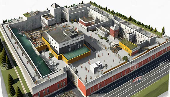 Prison model stock illustration. Illustration of stadium - 327305409