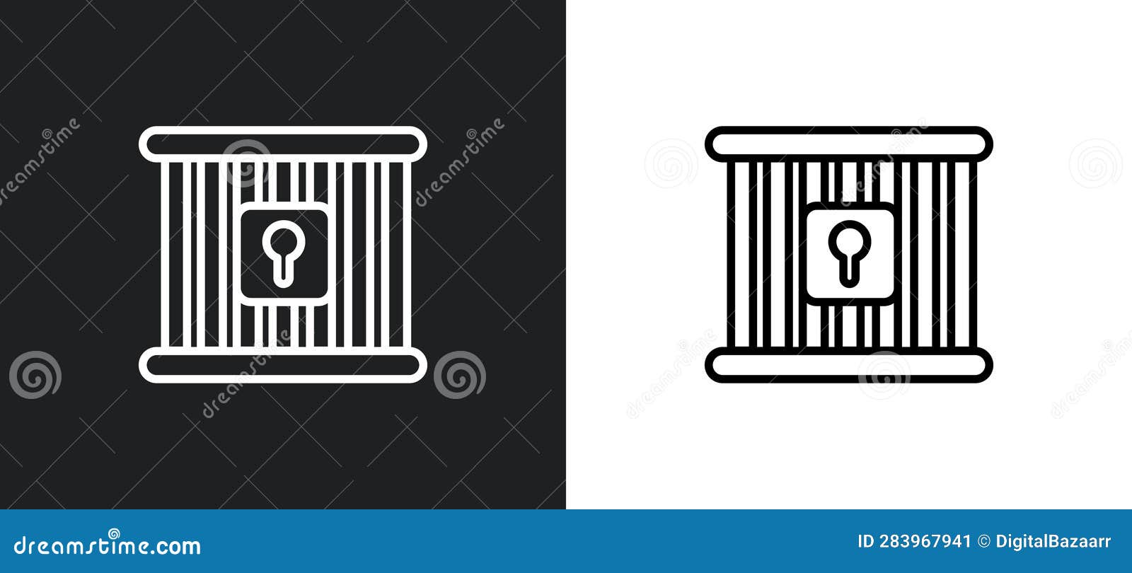 Prison Outline Icon in White and Black Colors. Prison Flat Vector Icon ...