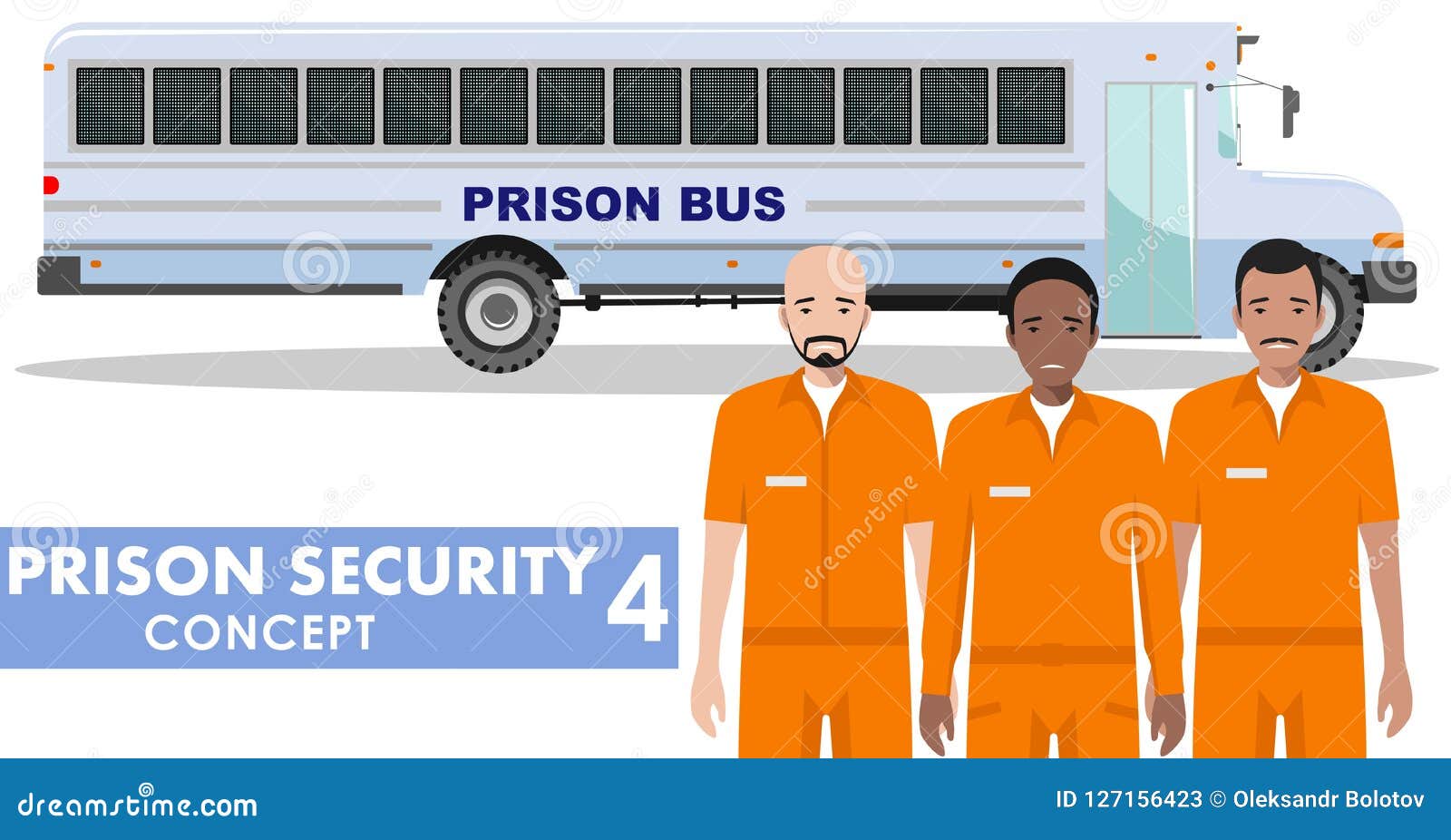 Prison Security Concept. Detailed Illustration of Prison Bus and ...
