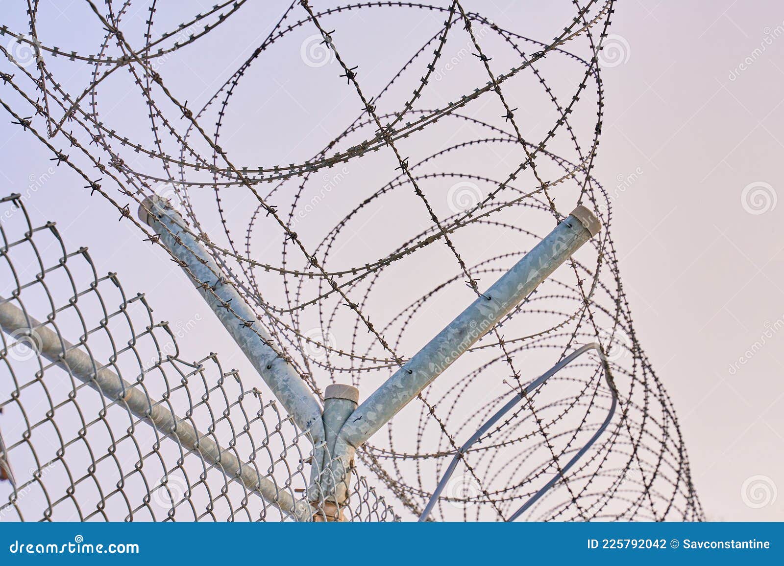 Prison Security Fence. Barbed Wire Security Fence. Razor Wire Jail ...