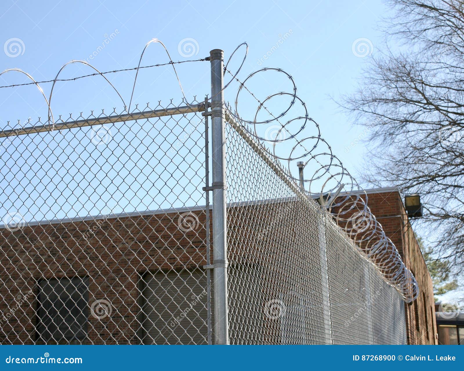 Prison Building With Fence