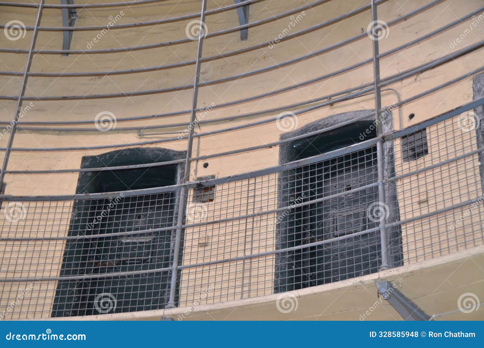 Prison Tier with Two Cells. Stock Photo - Image of stadium, window ...